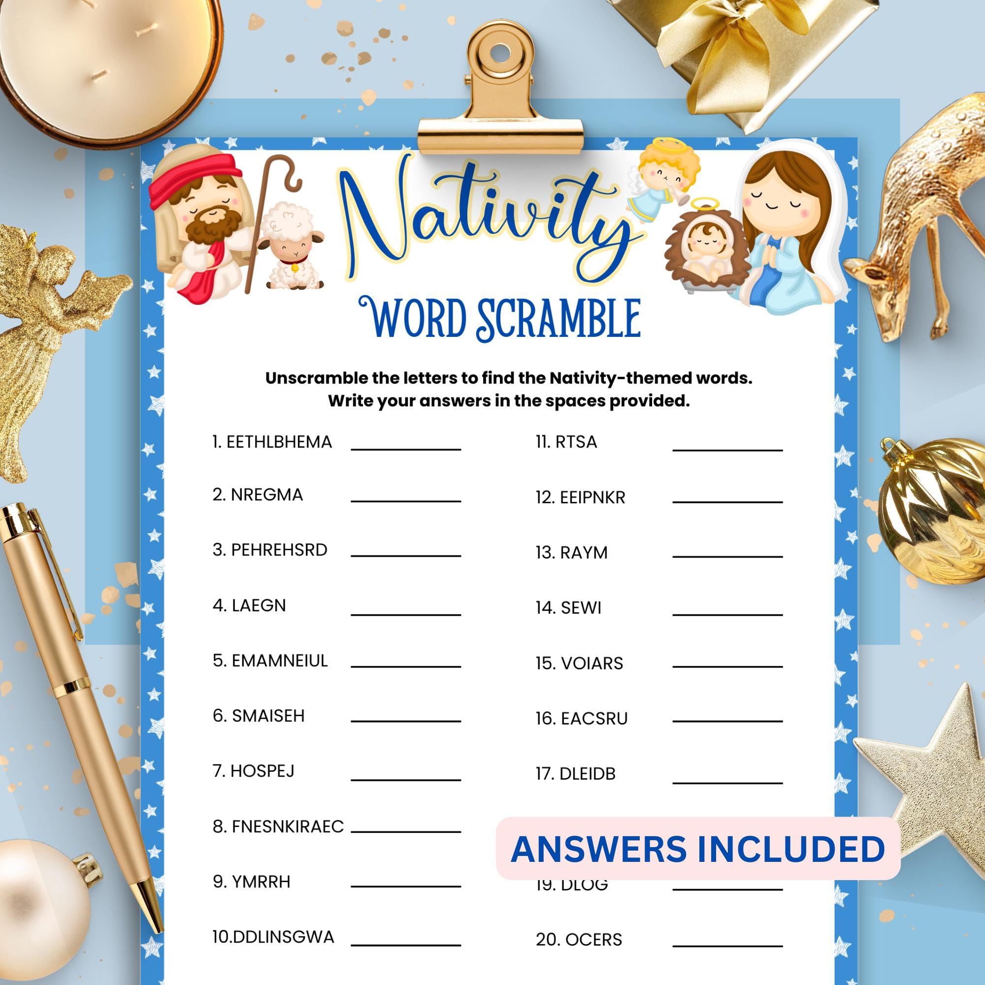 Christmas Trivia Games, Nativity Word Scramble Game, Christmas Games ...