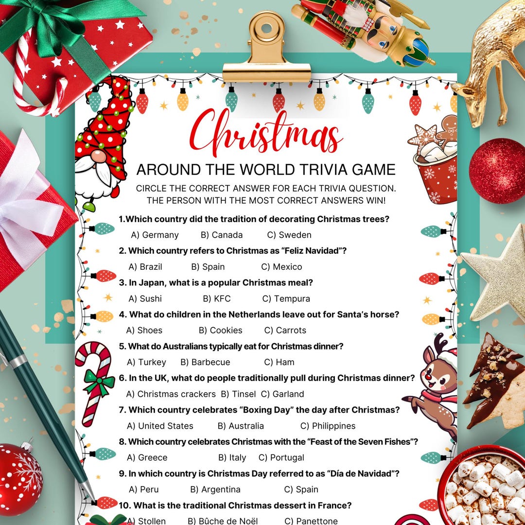 Christmas Around the World Game, Fun Christmas Game Adults Group ...