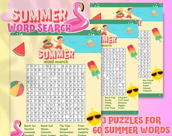 Summer Word Search, Printable Summertime Games, Summer Activities for ...