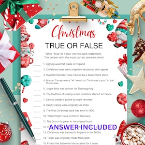 True or False Game, Christmas Trivia Questions With Answers, Christmas ...