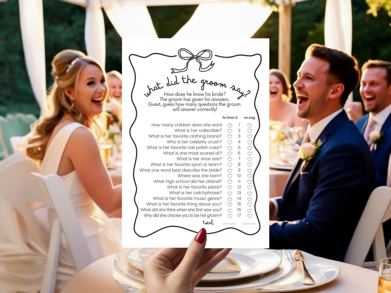 What Did the Groom Say Game, Bow Bridal Shower Games Template ...