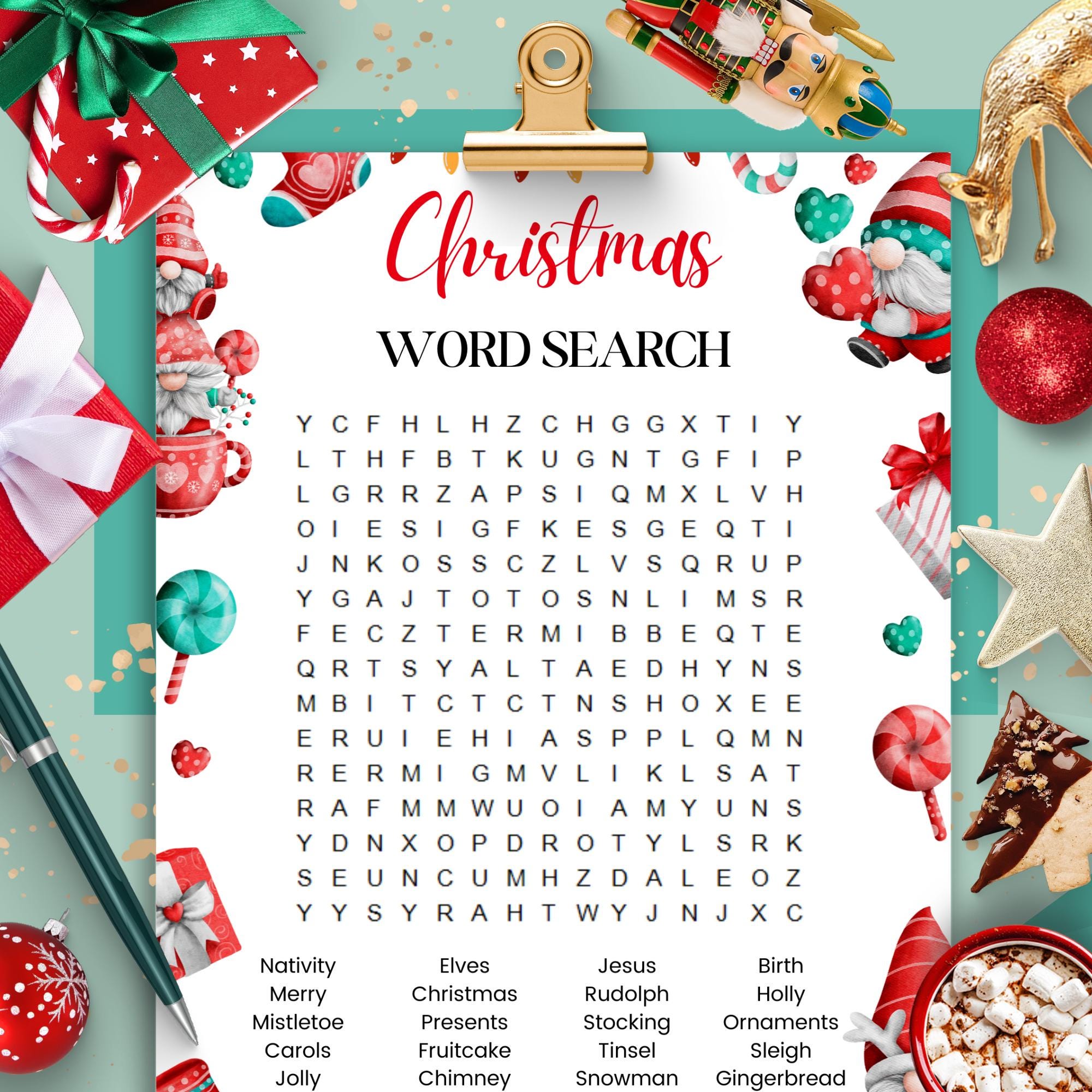Christmas Word Search Game, Printable Christmas Games Kids, Christmas ...