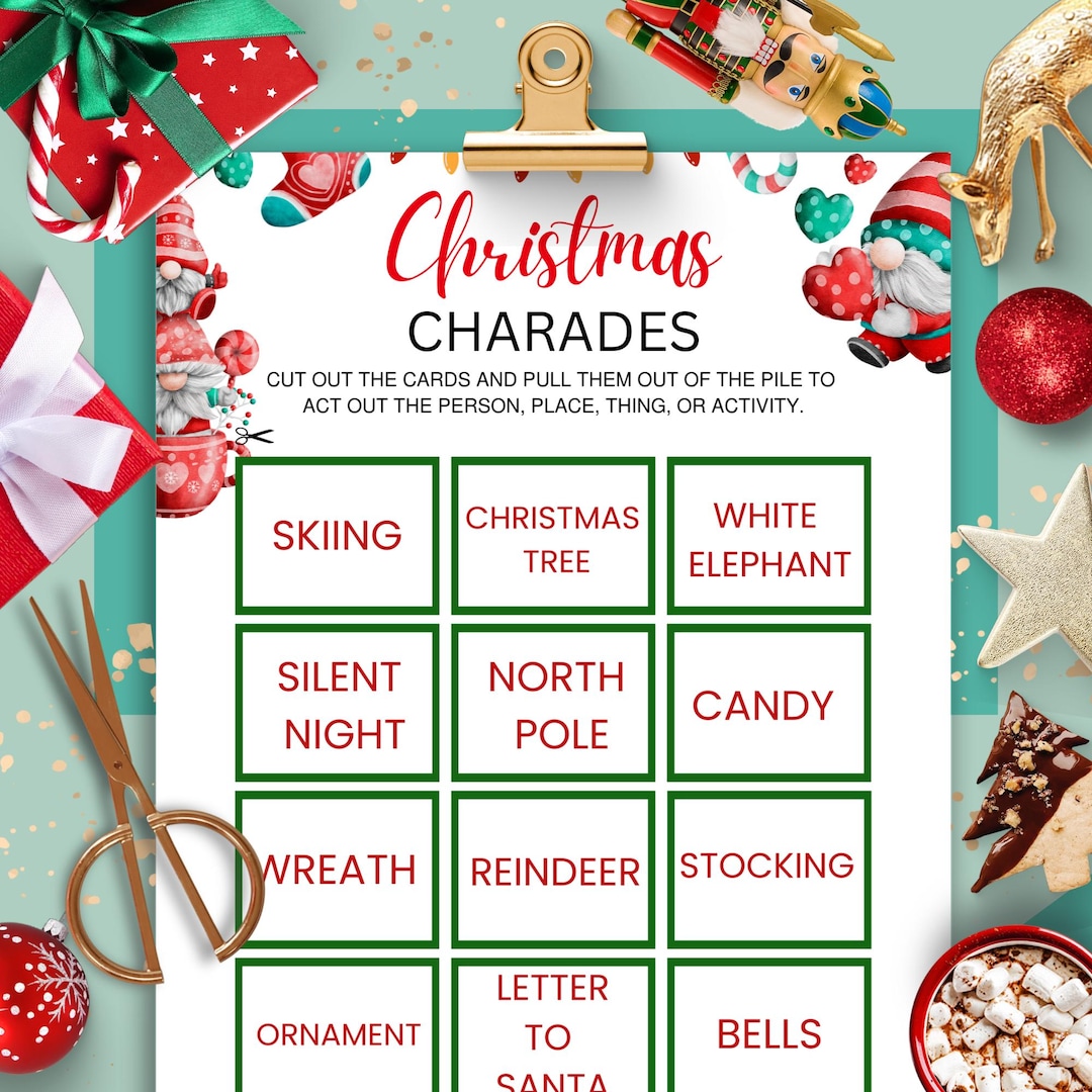 Christmas Charades Game, Christmas Party Games Family, Christmas ...