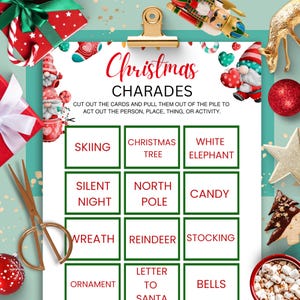 Christmas Charades Game, Christmas Party Games Family, Christmas ...