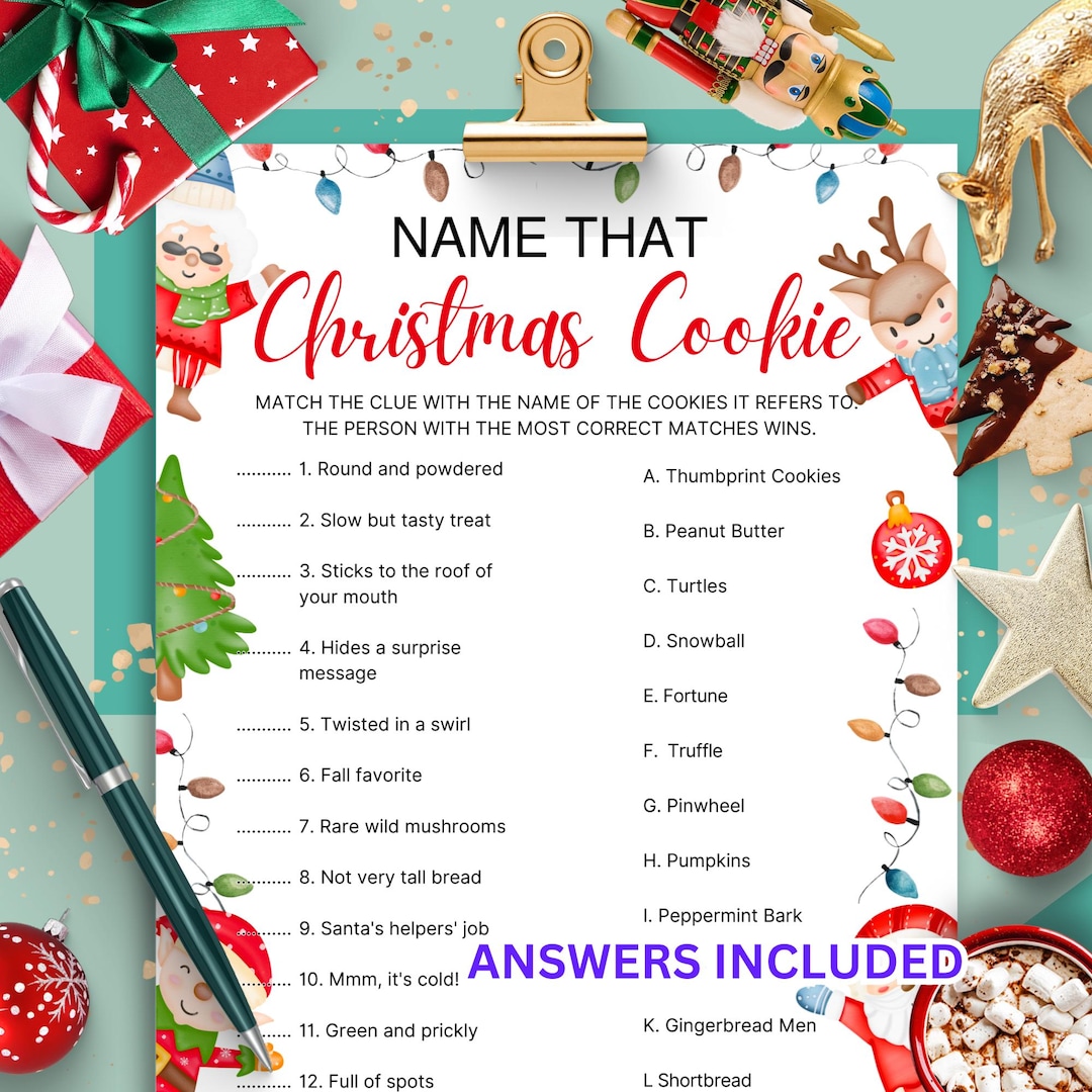 Christmas Cookie Game, Printable Christmas Games Adults Groups, Kids ...