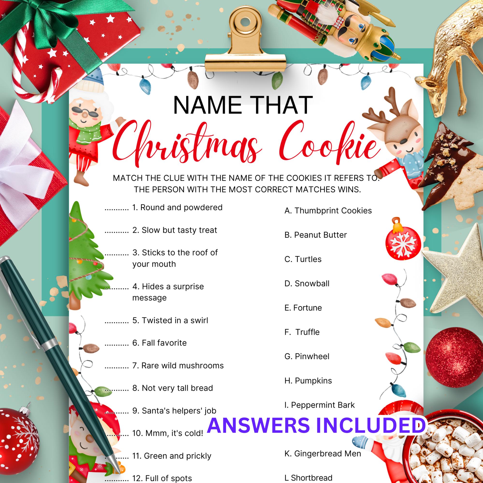 Christmas Cookie Game, Printable Christmas Games Adults Groups, Kids ...