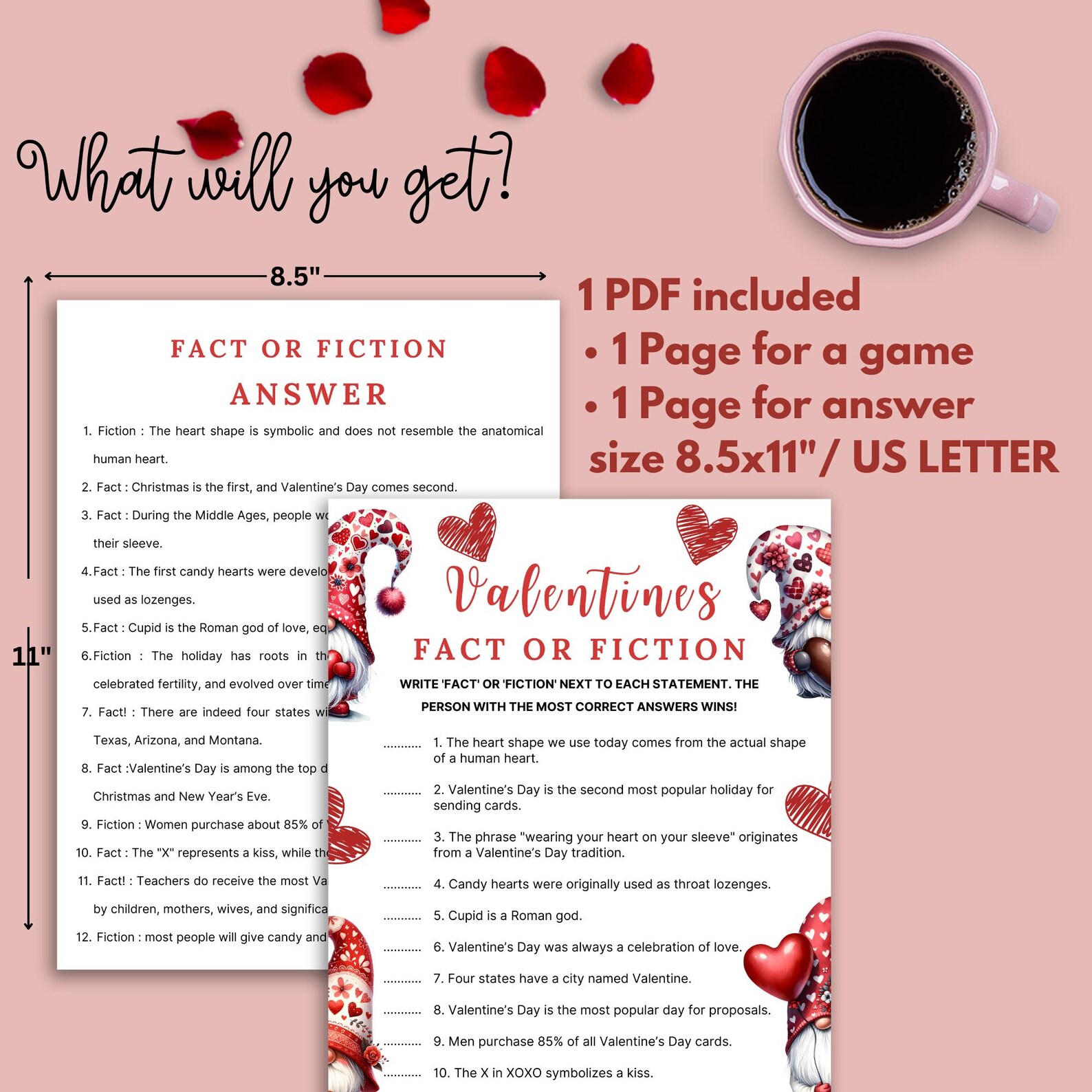 Valentines Fact or Fiction Game, Valentines Day Games Adults, Kids ...