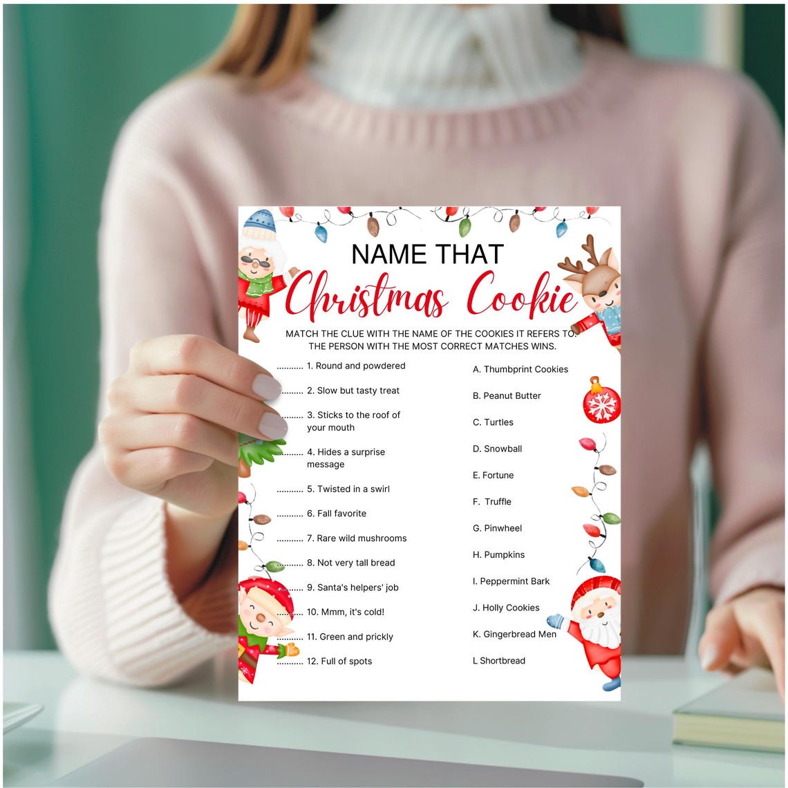 Christmas Cookie Game, Printable Christmas Games Adults Groups, Kids ...