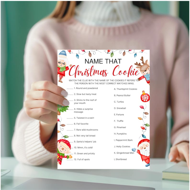 Christmas Cookie Game, Printable Christmas Games Adults Groups, Kids ...