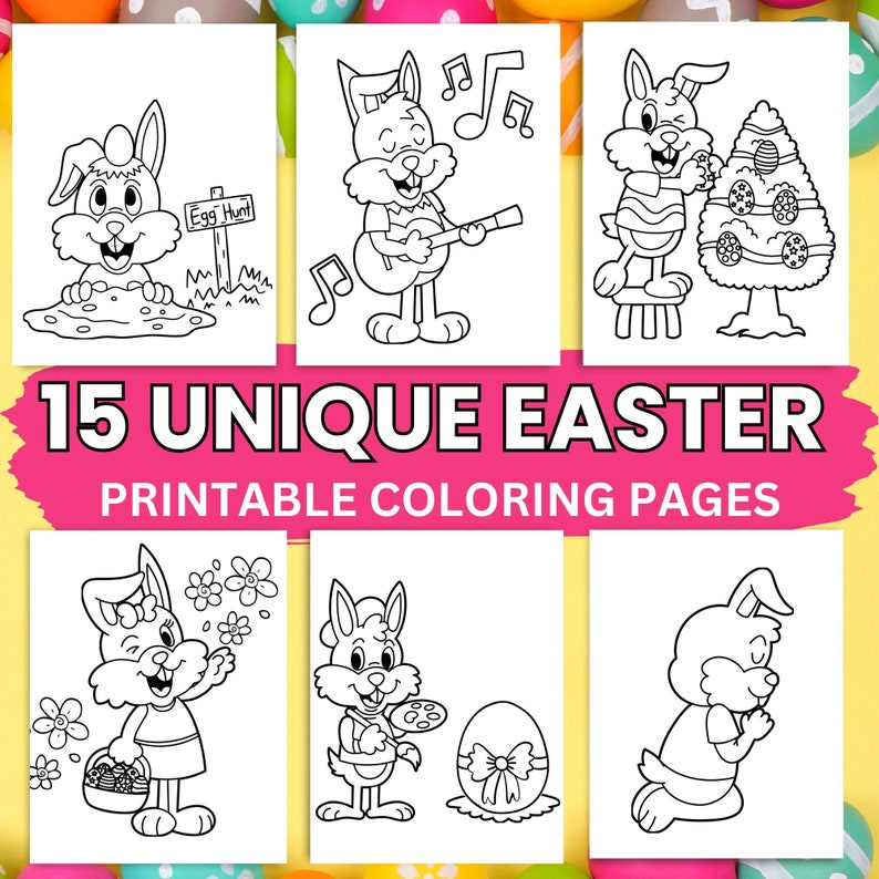 Easter Bunny Coloring Pages Kids, Cute Easter Coloring Pages, Kids ...