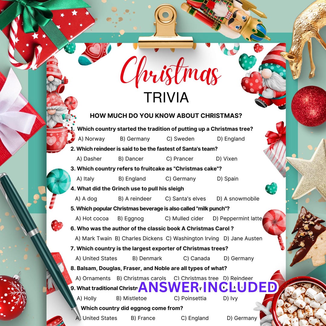 Christmas Trivia Games, Trivia Questions With Answers, Christmas Games ...