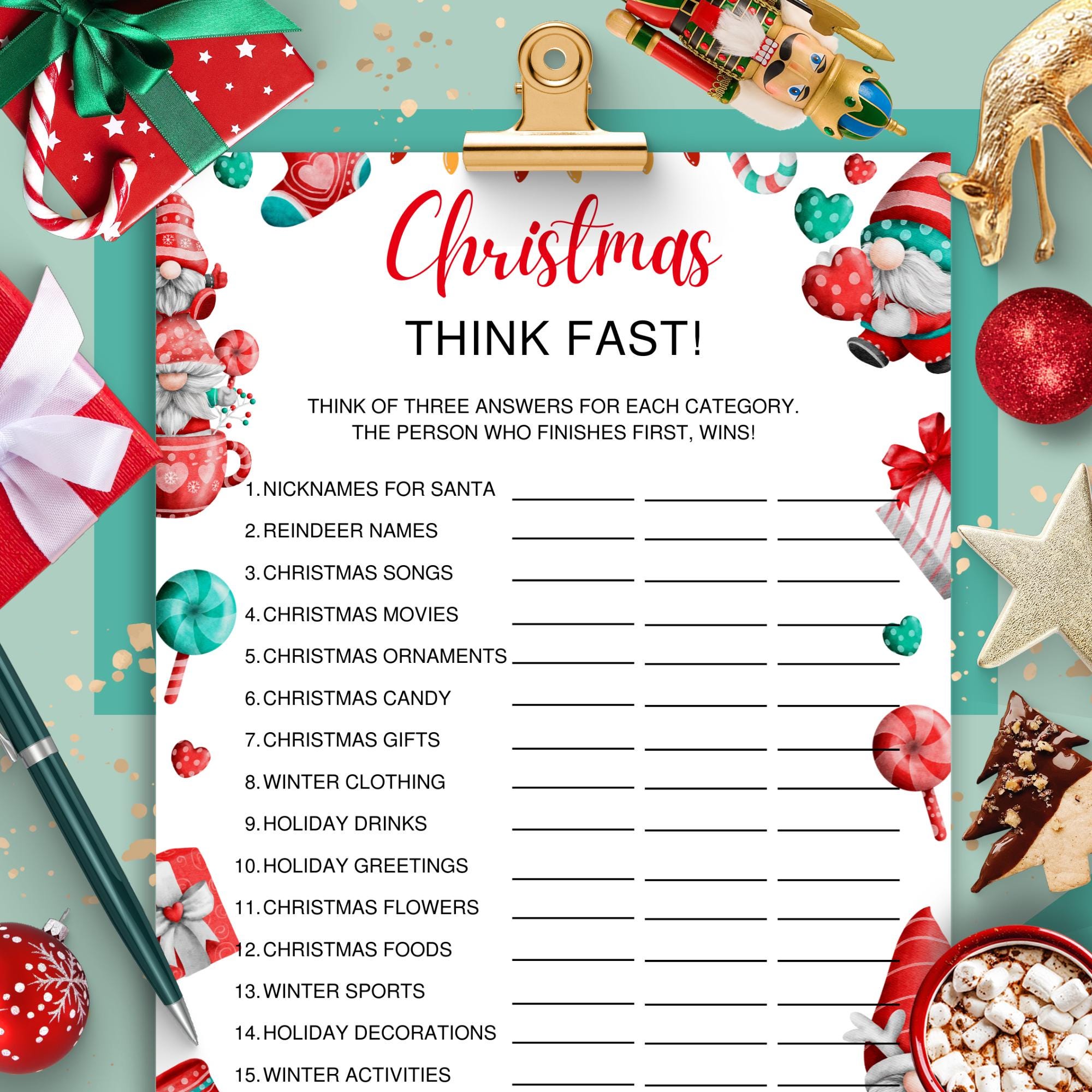Think Fast Christmas Game, Christmas Trivia, Christmas Games Groups ...