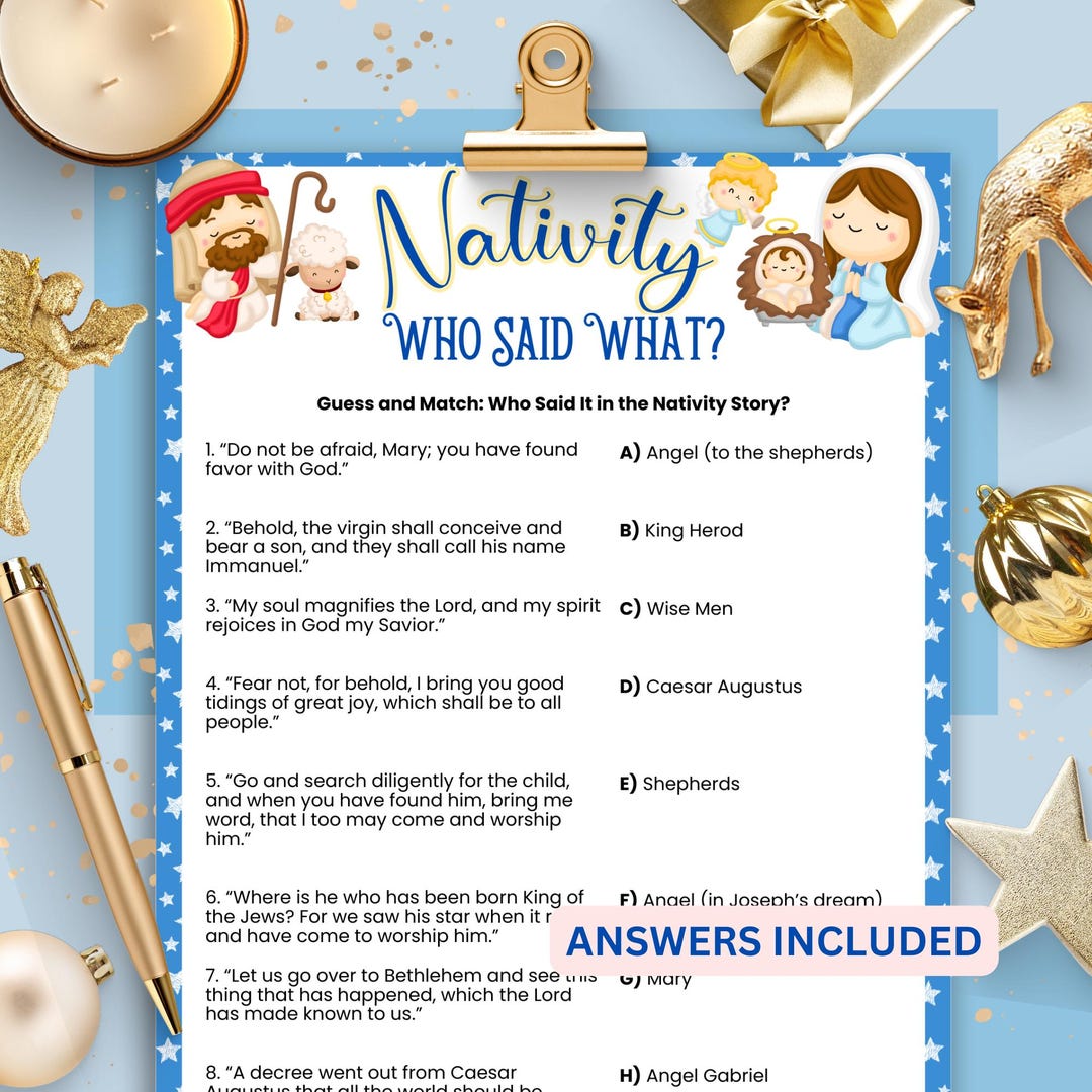 Christmas Trivia Games, Nativity Who Said What Game, Christmas Games ...