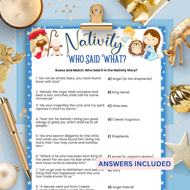 Christmas Trivia Games, Nativity Who Said What Game, Christmas Games ...