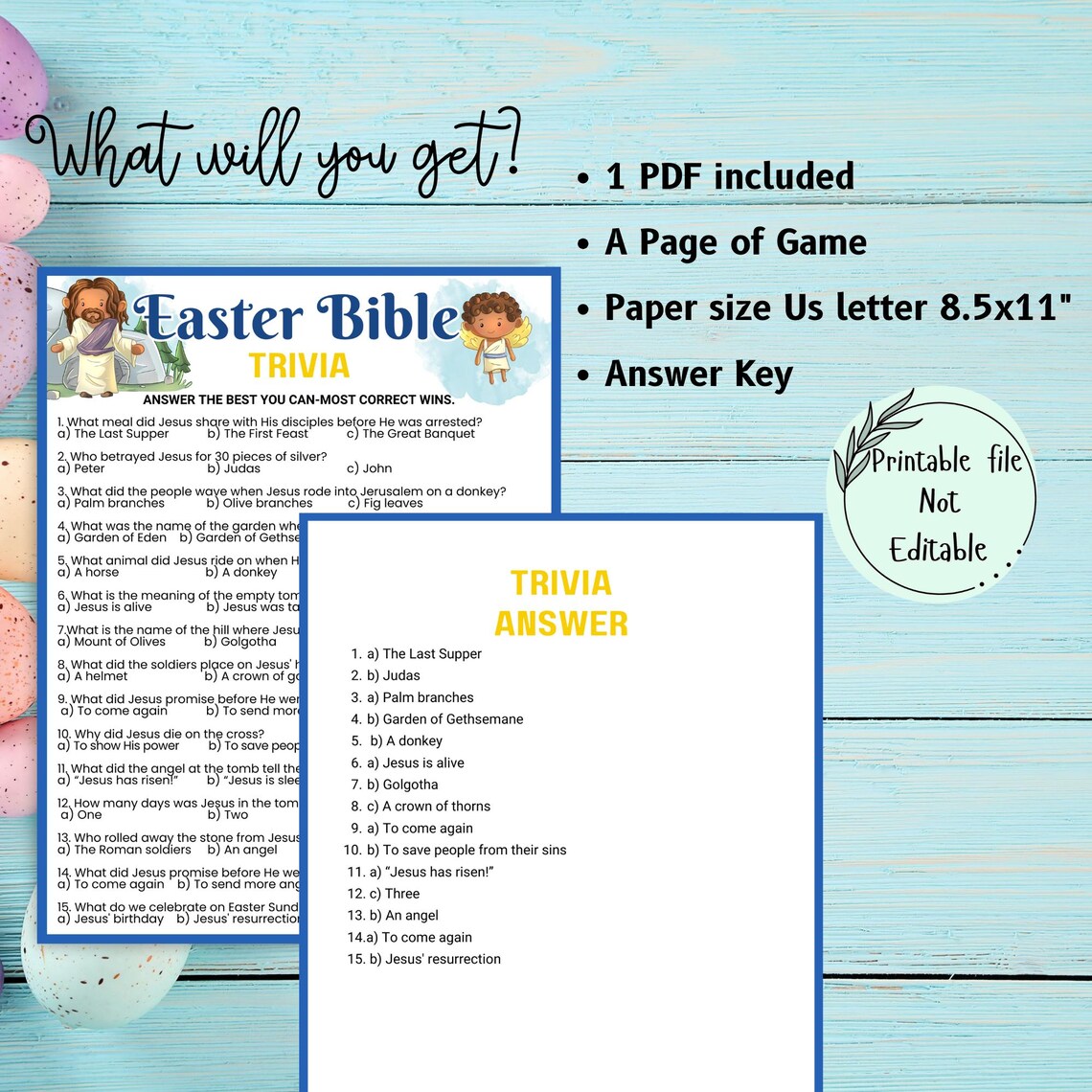 Easter Bible Trivia Game, Easter Bible Games Printable Easter Games ...