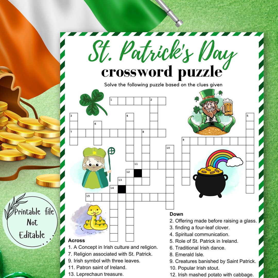 St Patrick's Day Crossword, St Patrick's Day Puzzle Game, St Patrick's ...