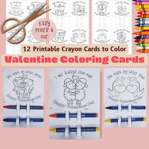 Animal Valentine Exchange Cards, Crayons Valentines Cards Coloring ...