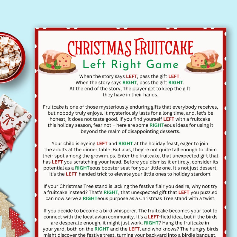 Left Right Story Game, Fun Christmas Games Group Adults, Christmas ...