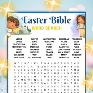 Easter Word Search Puzzle, Printable Easter Games Church, Christian ...
