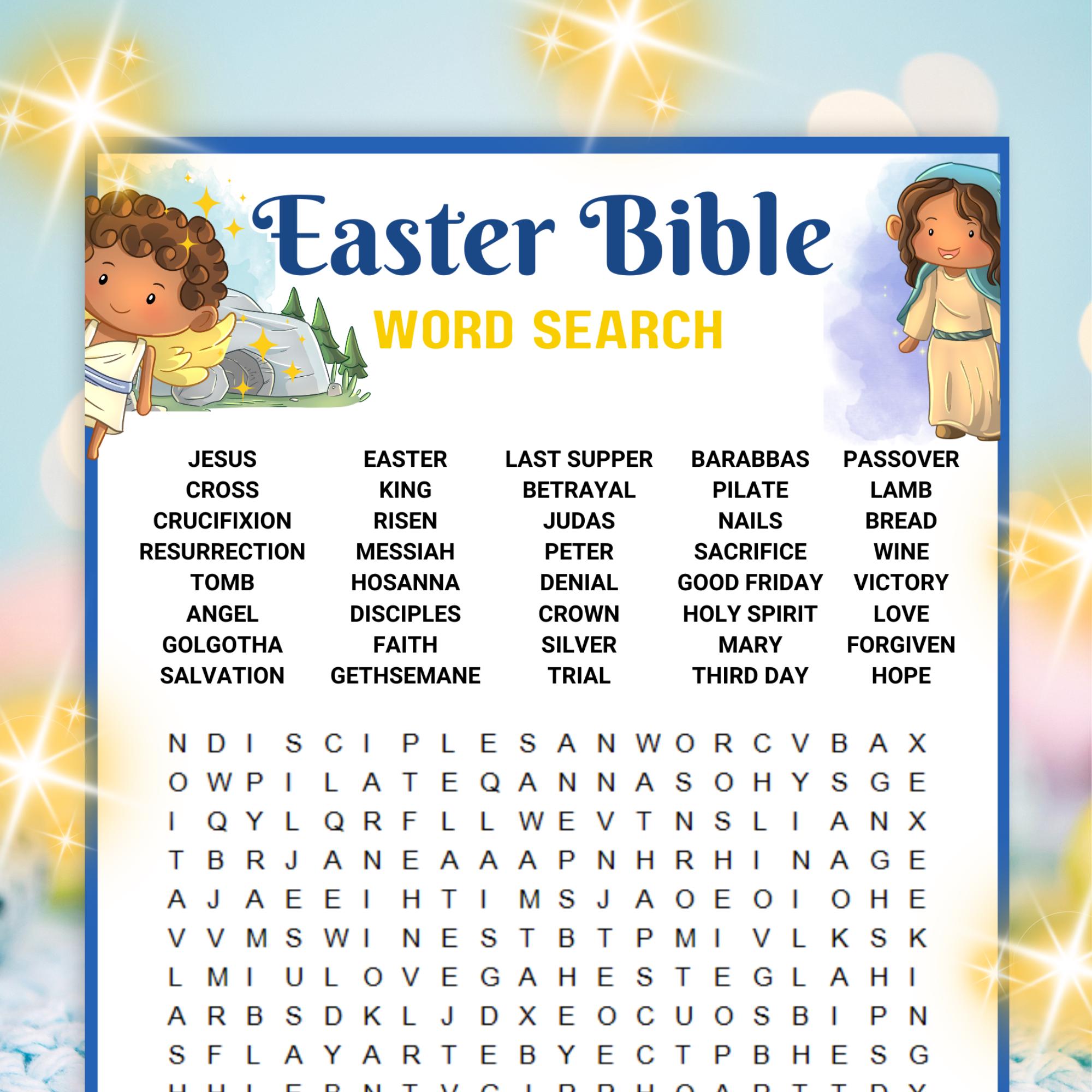 Easter Word Search Puzzle, Printable Easter Games Church, Christian ...