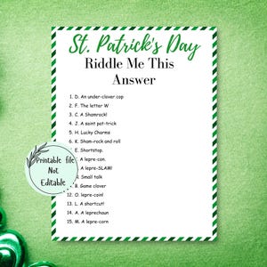 St Patrick's Riddle Me This, St Patrick's Trivia, St Patrick's Day Game ...
