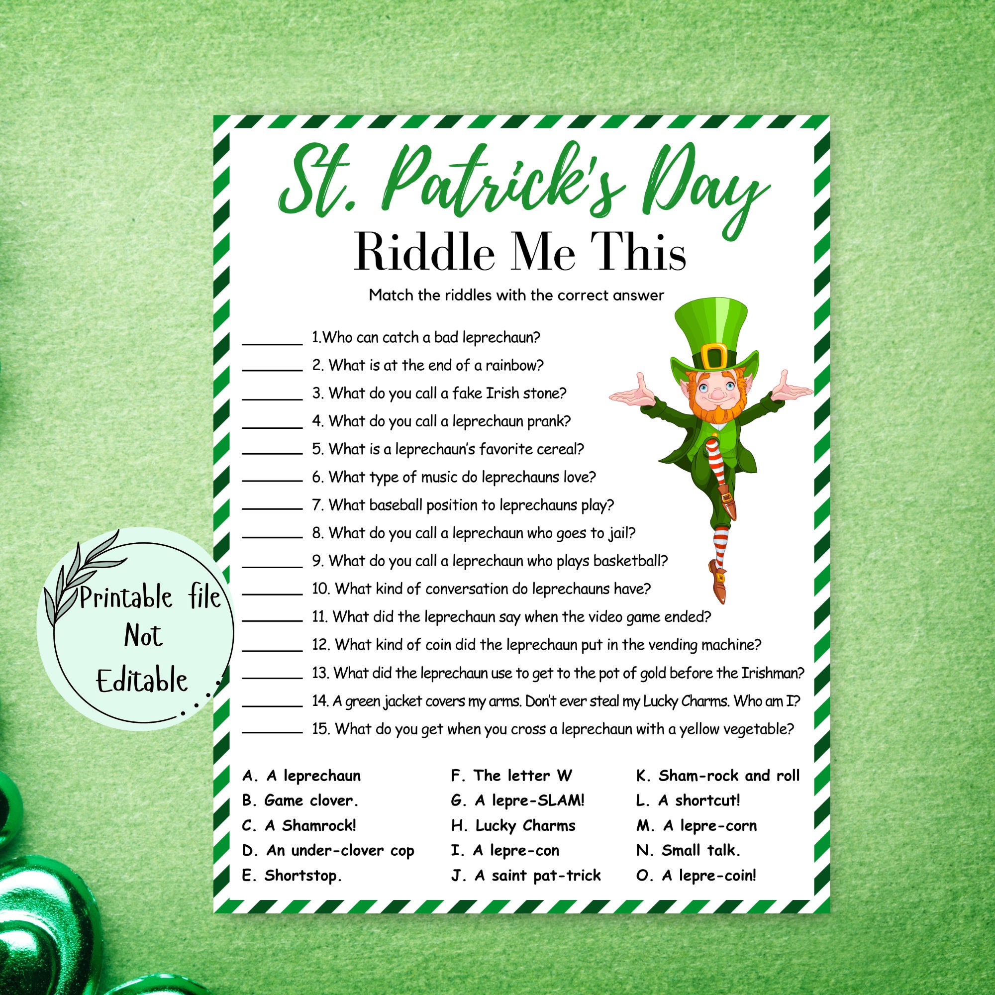 St Patrick's Riddle Me This, St Patrick's Trivia, St Patrick's Day Game ...