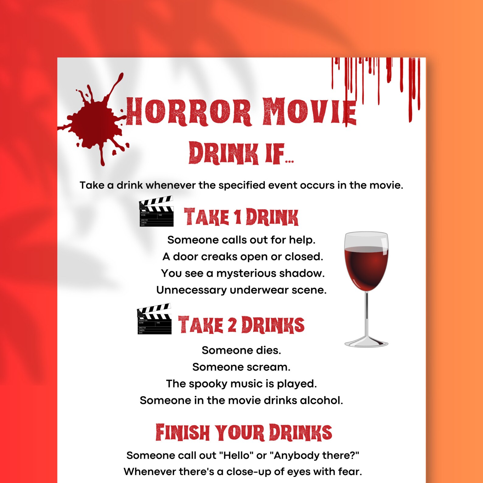 Halloween Drinking Game, Halloween Drink If, Adults Halloween Party ...