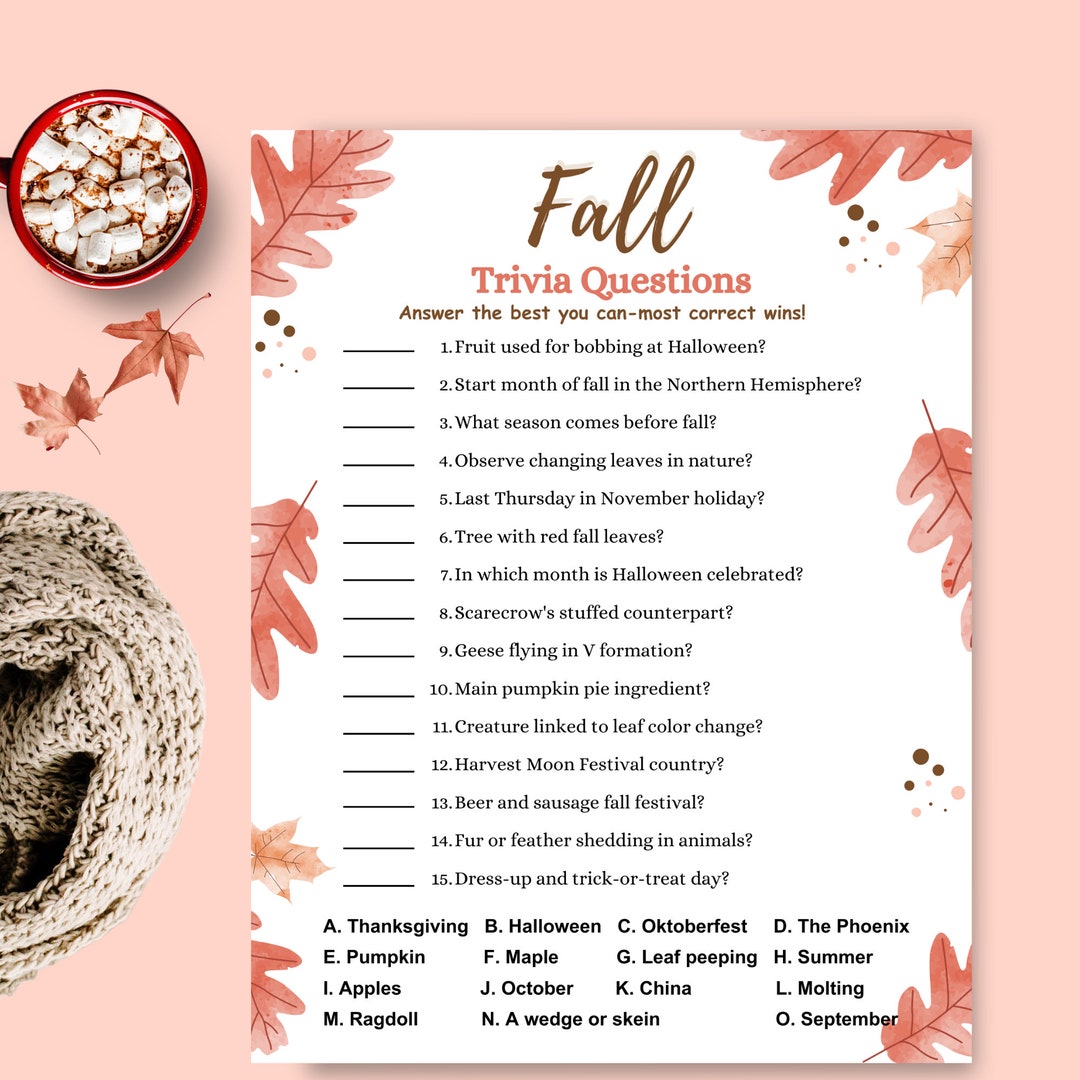 Fall Trivia Games, Autumn Trivia Question and Answer, Printable Fall ...