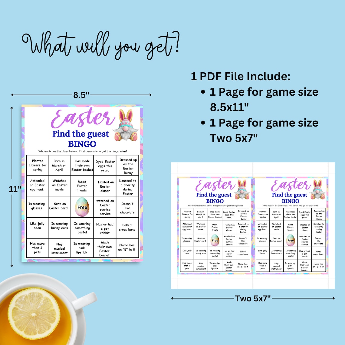 Easter Find the Guest Bingo Game, Easter Games for Adults, Family ...