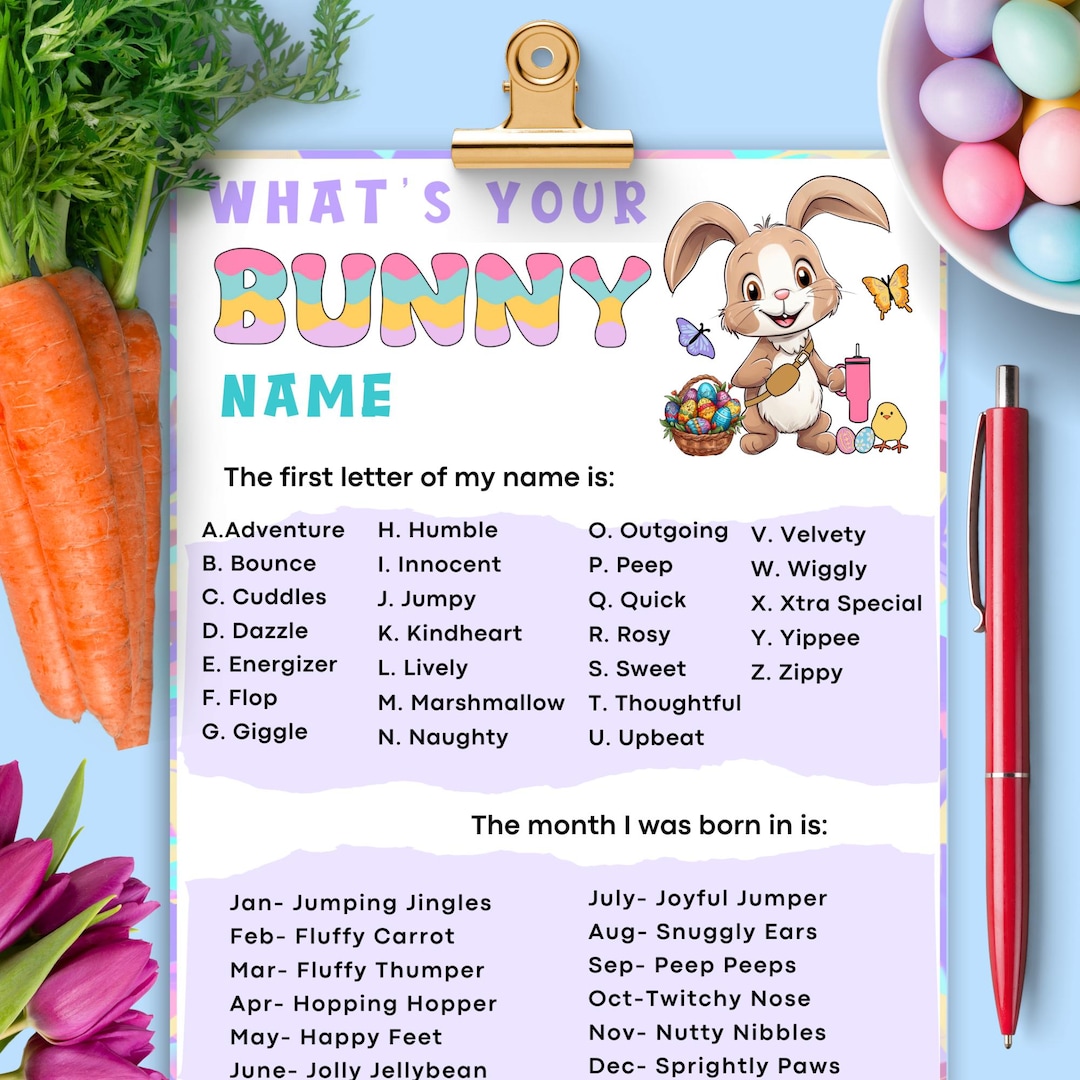 Easter What's Your Bunny Name Game, Easter Games Kids, Easter Trivia ...
