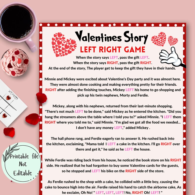 Valentines Pass the Gift Game, Valentines Day Games, Left Right Game ...