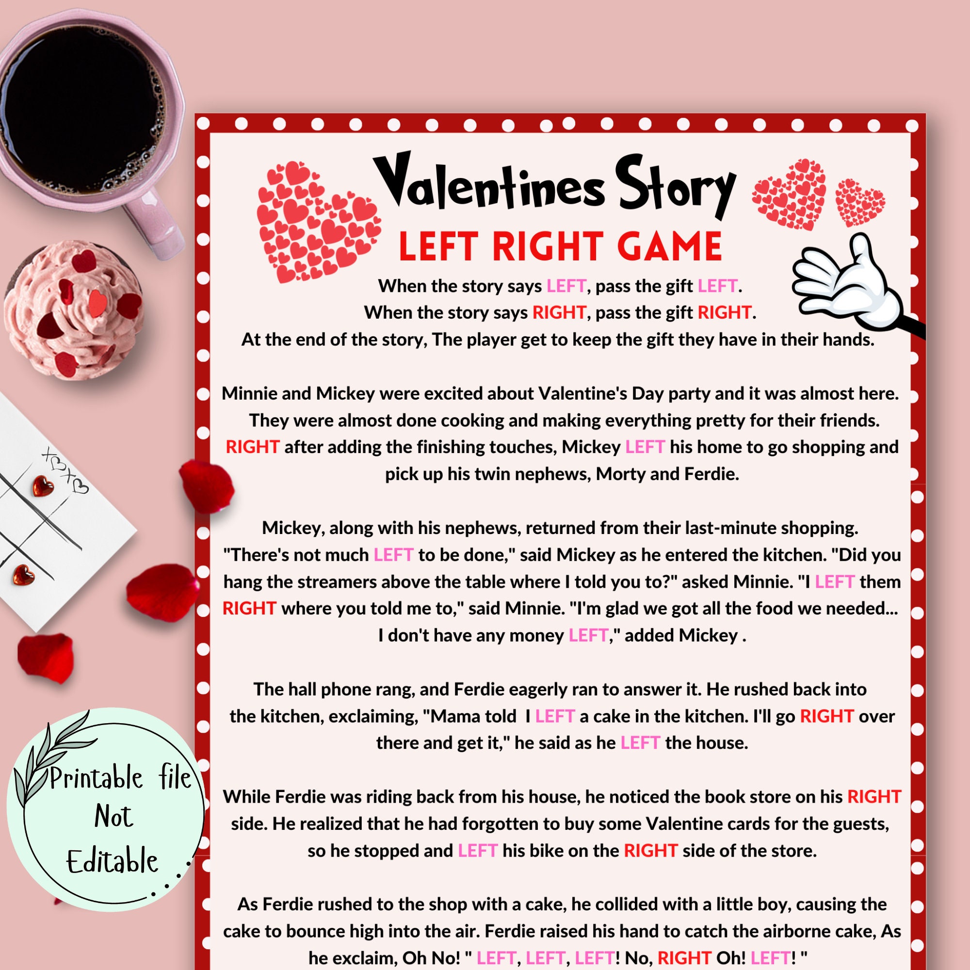 Valentines Pass the Gift Game, Valentines Day Games, Left Right Game ...