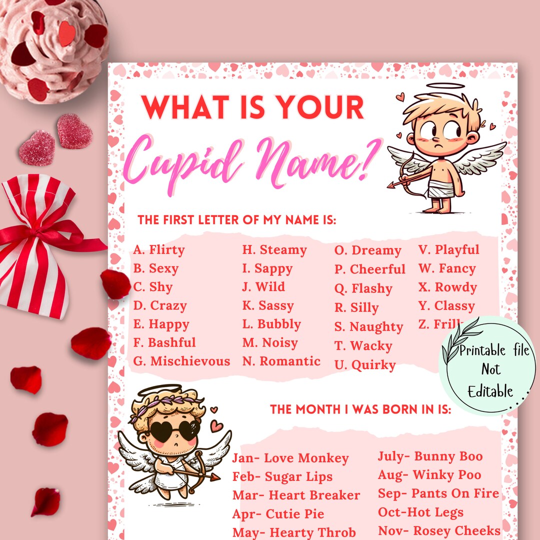 What is Your Cupid Name Game, Valentines Day Activity Kids, Printable ...