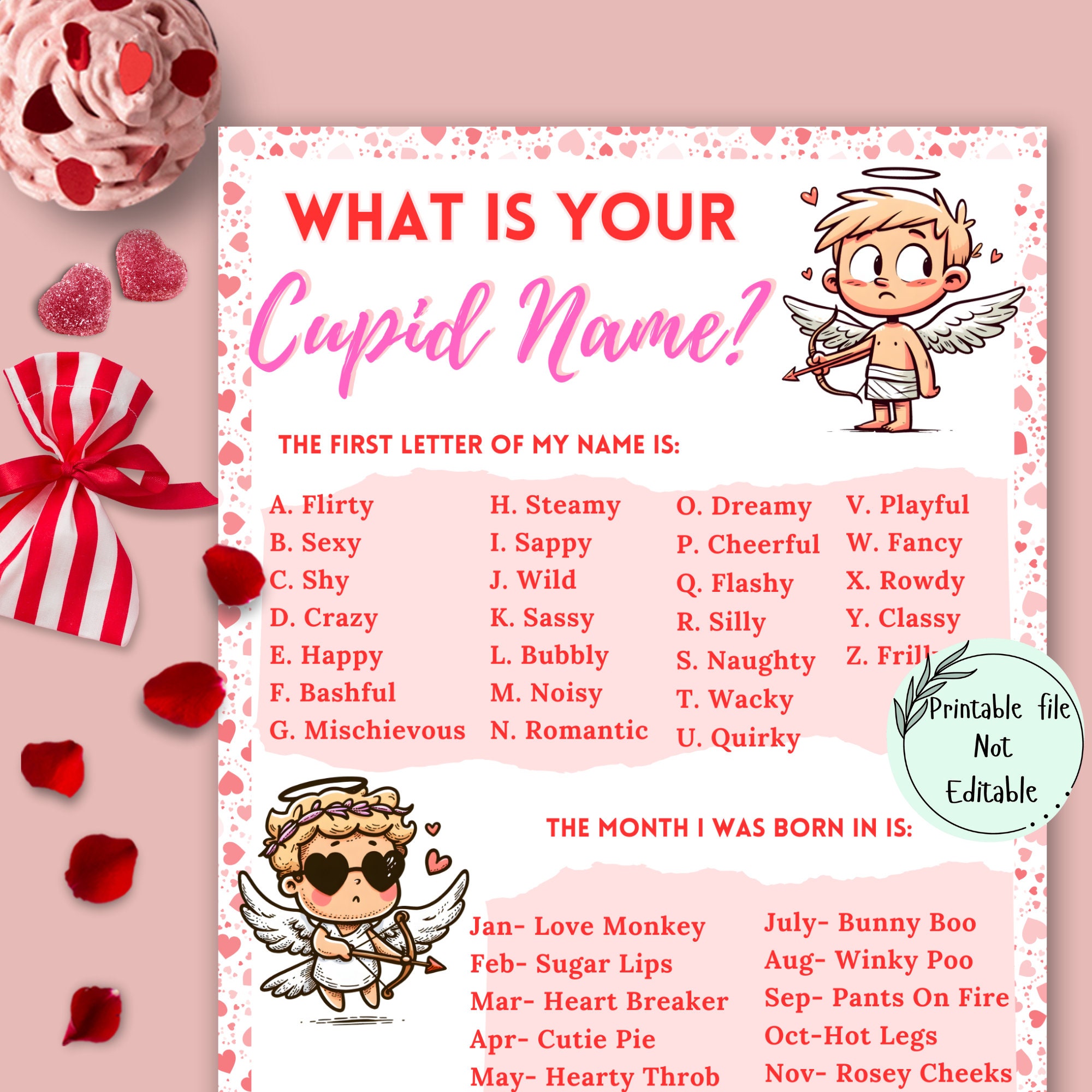 What is Your Cupid Name Game, Valentines Day Activity Kids, Printable ...