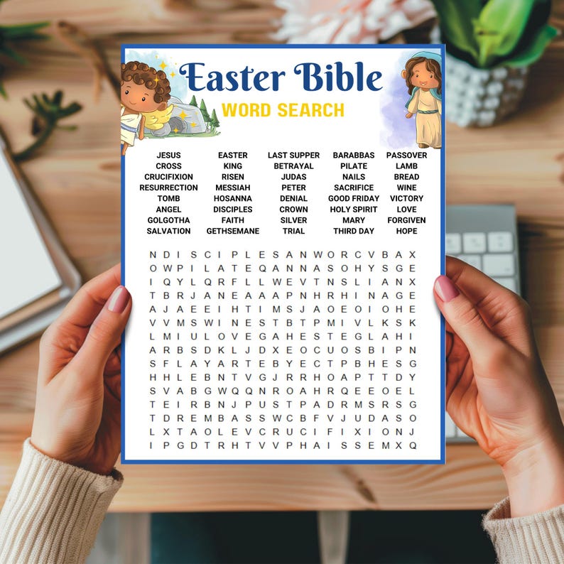 Easter Word Search Puzzle, Printable Easter Games Church, Christian ...