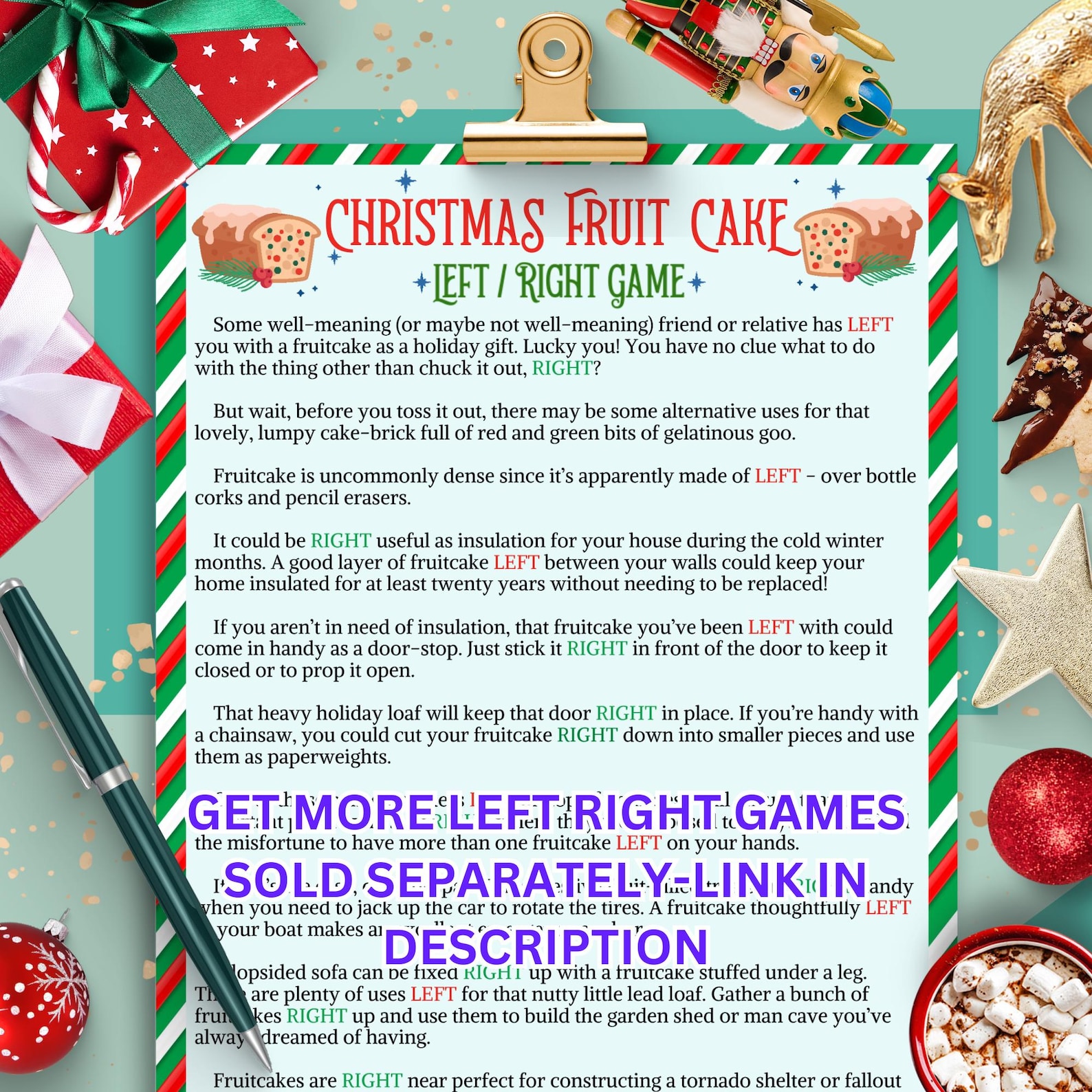 Left Right Game for Christmas, the Wright Family Funny Stories, Pass ...
