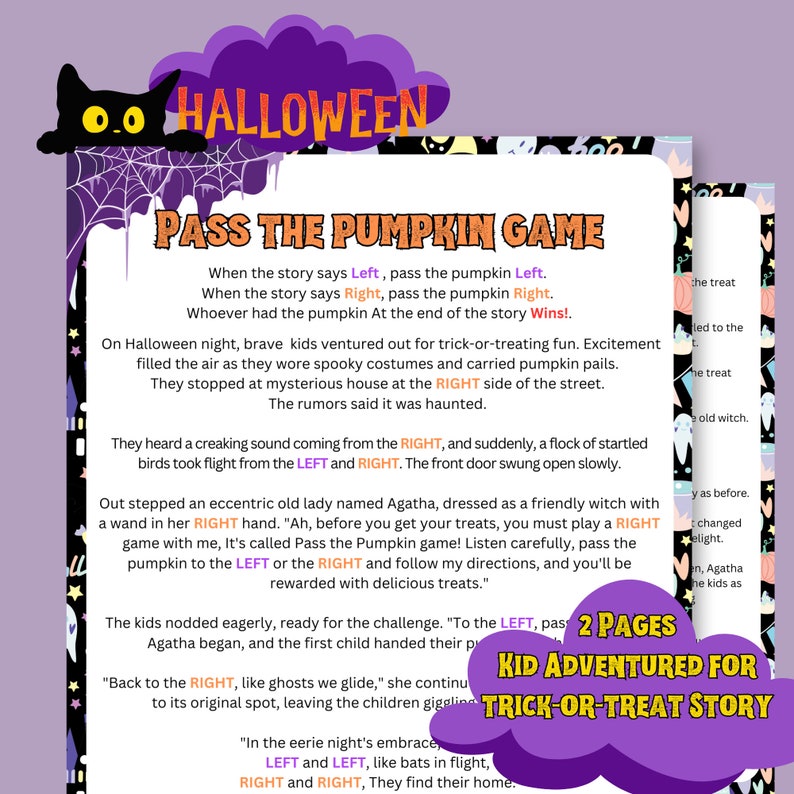 Pass the Pumpkin Game, Printable Halloween Game, Halloween Left Right ...