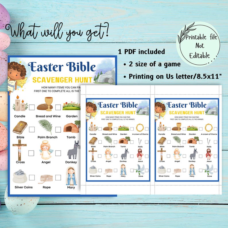 Easter Bible Scavenger Hunt, Printable Easter Game Kids, Indoor ...