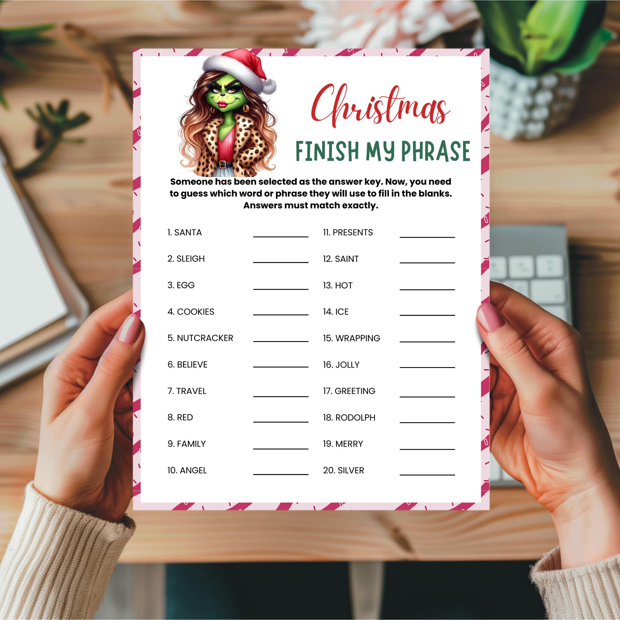 Christmas Finish My Phrase Game, Fun Christmas Games Groups, Adults ...