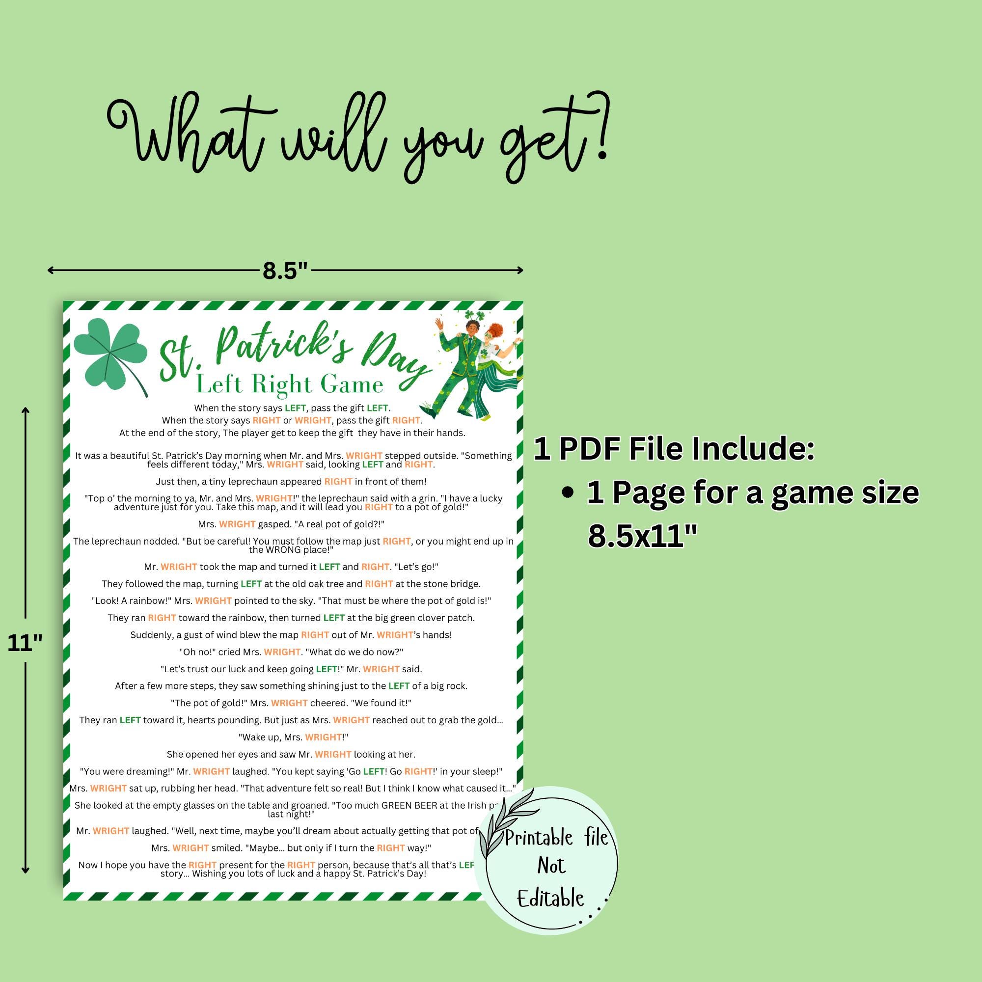 St Patrick's Left Right Game, Prize Game, St Patrick's Day Games Group ...