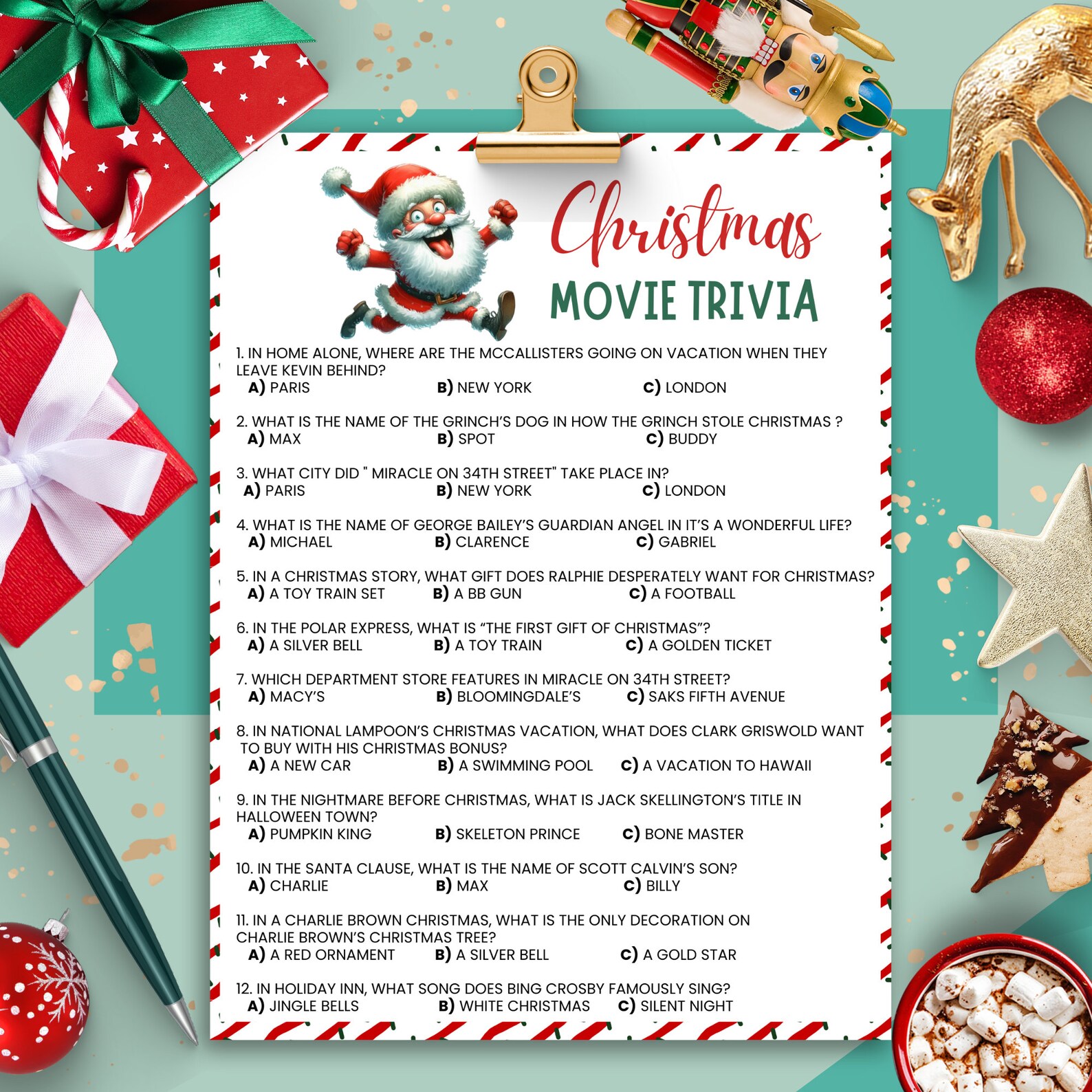 Christmas Movie Trivia Game, Christmas Movie Questions With Answers ...