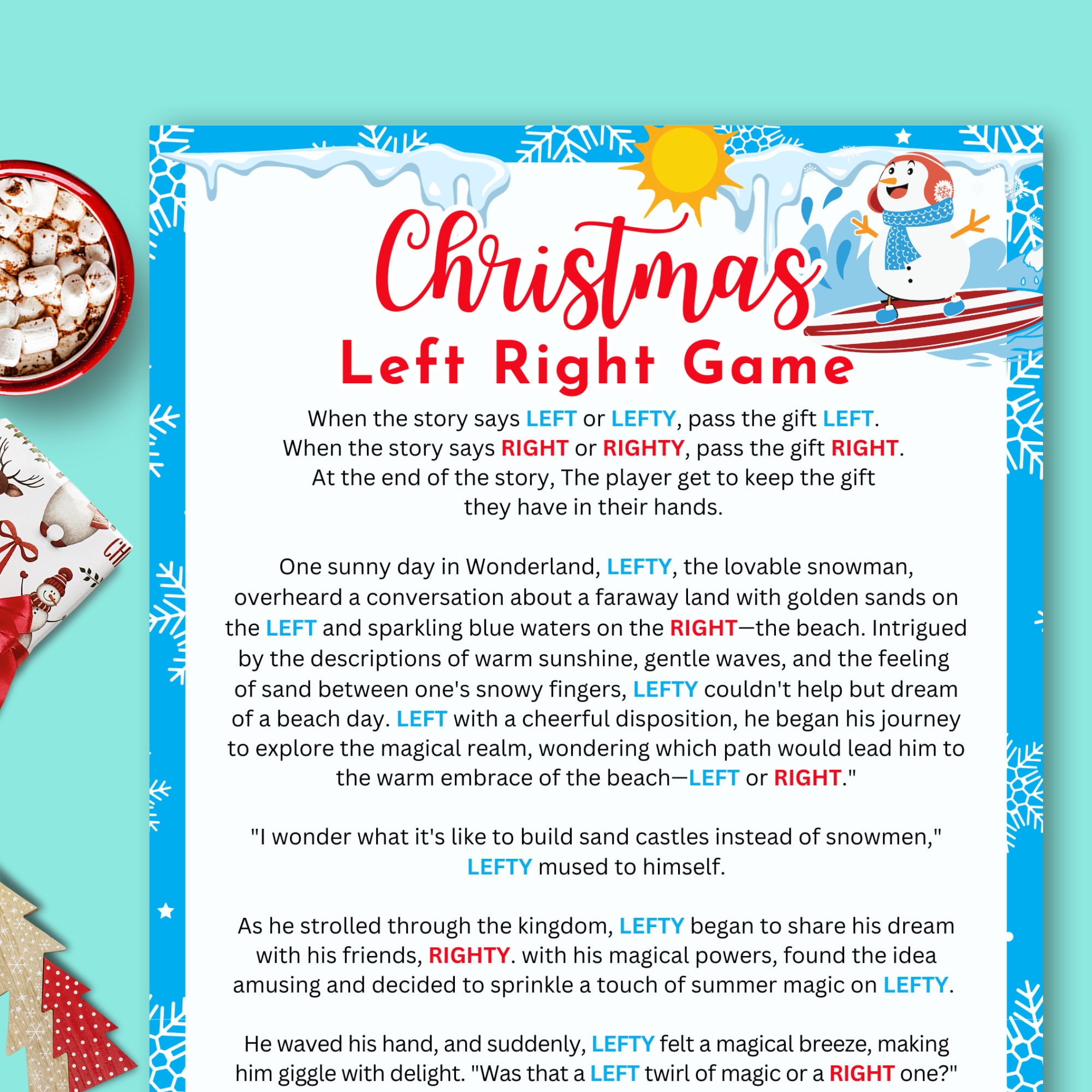 Christmas Left Right Game, Christmas Games Adults Children, Pass the ...