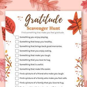 Thanksgiving Gratitude Scavenger Hunt, Thanksgiving Games Printable ...
