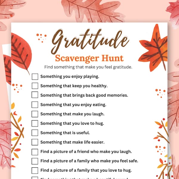 Gratitude Scavenger Hunt - Etsy