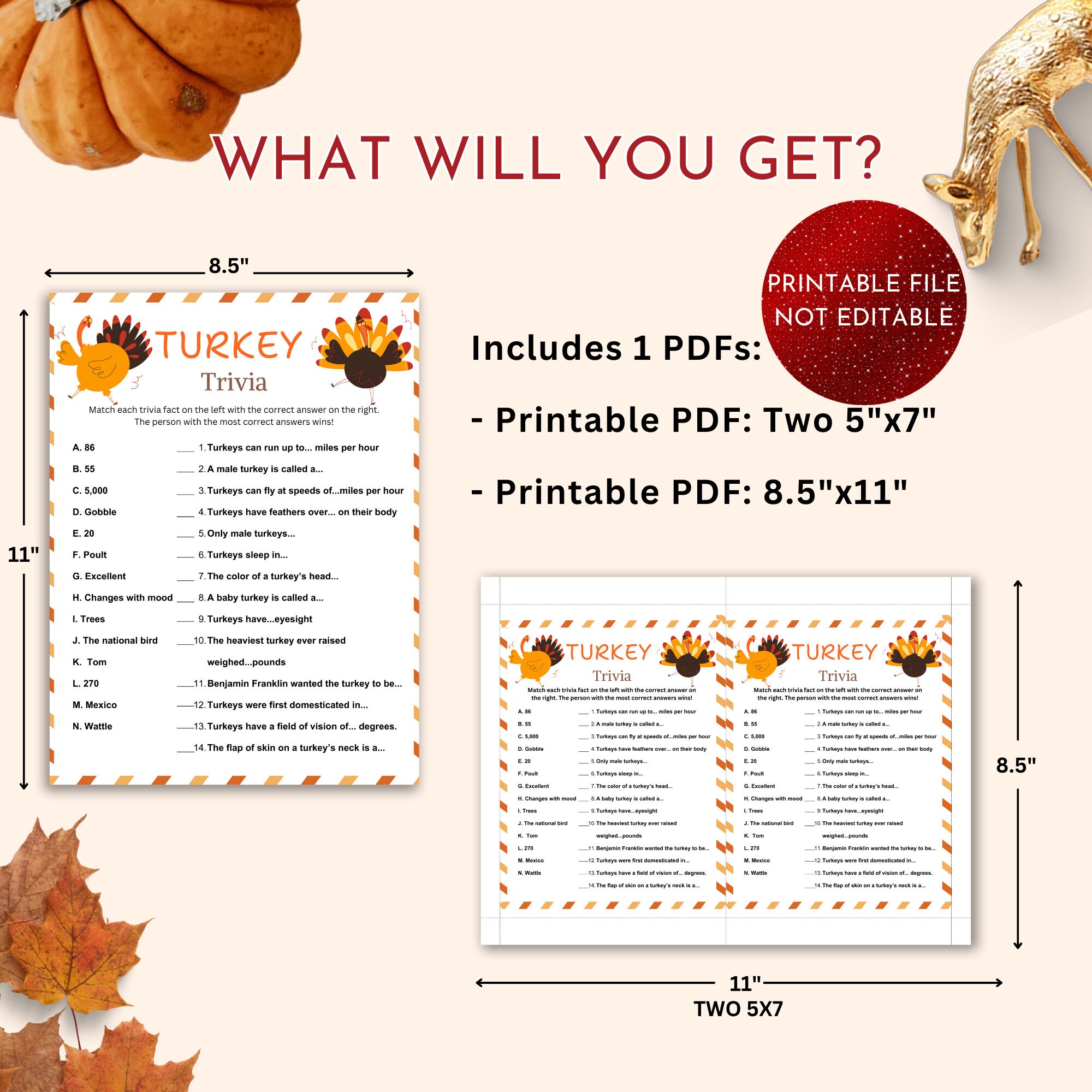 Thanksgiving Turkey Trivia, Thanksgiving Games Printable, Friendsgiving ...
