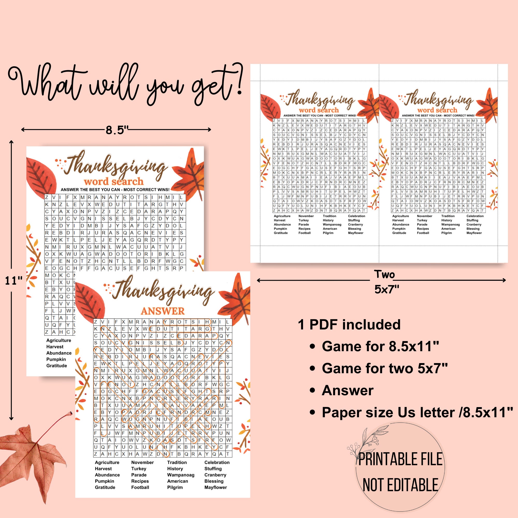 Thanksgiving Word Search Game, Word Find, Thanksgiving Games Printable ...