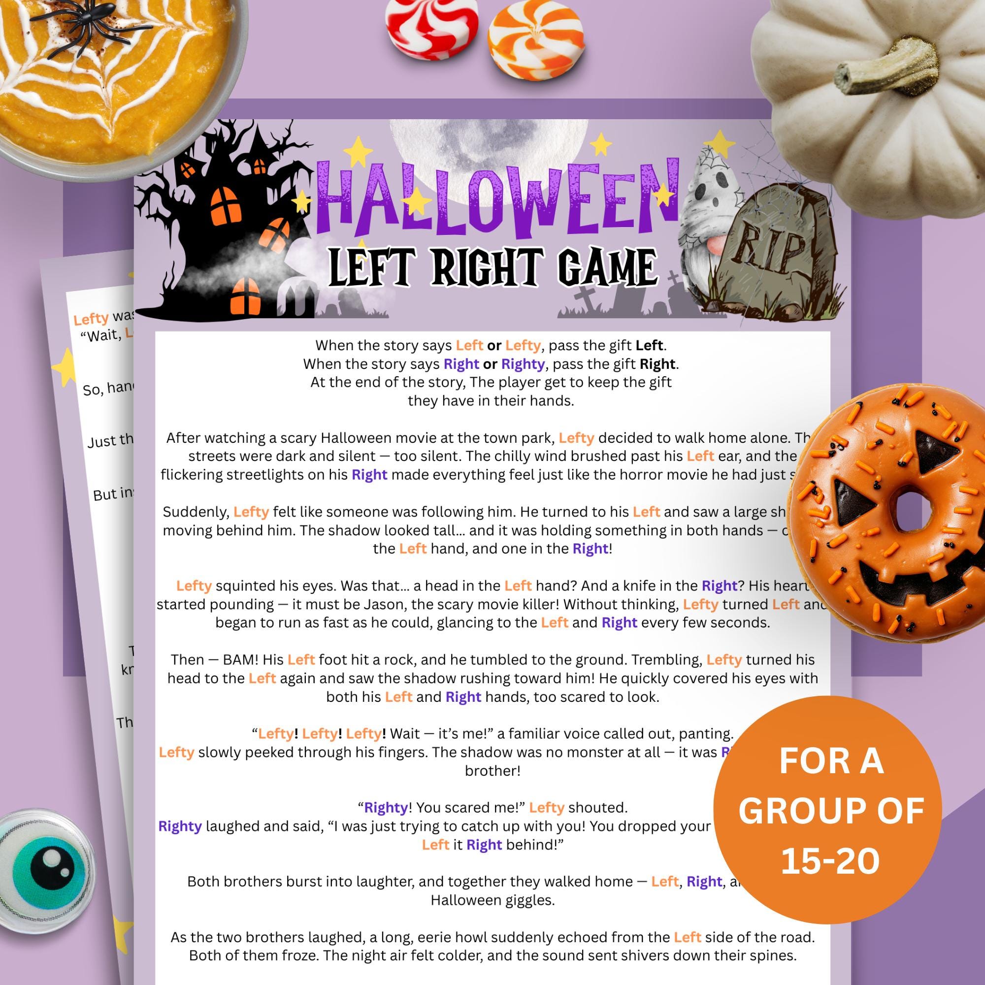 Halloween Left Right Game - Pass the Pumpkin Game Printable - Funny ...