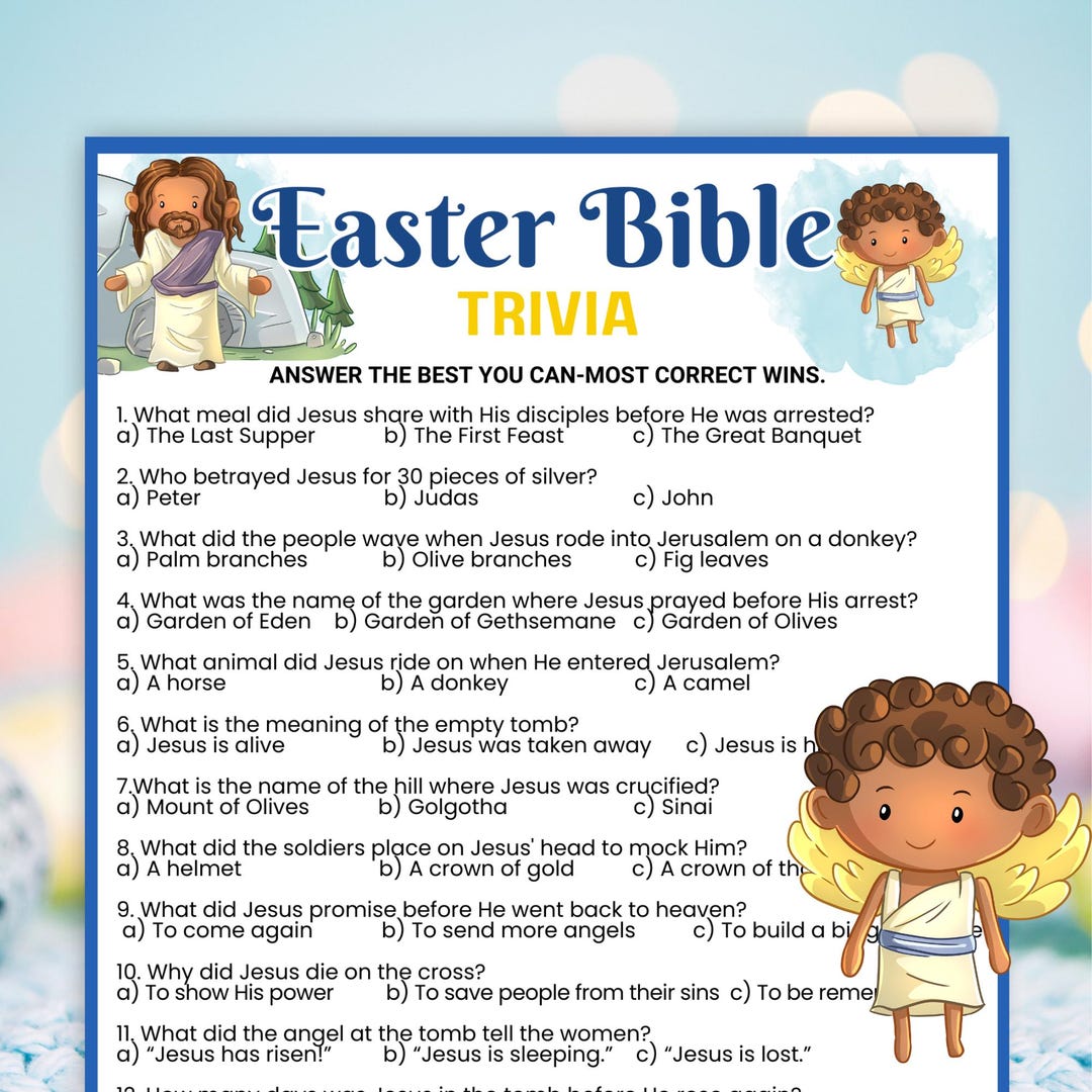 Easter Bible Trivia Game, Easter Bible Games Printable Easter Games ...