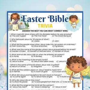 Easter Bible Trivia Game, Printable Easter Games Church, Christian Game ...