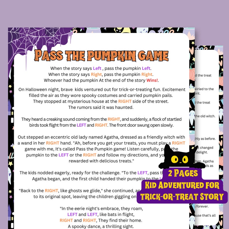 Pass the Pumpkin Game, Printable Halloween Game, Halloween Left Right ...